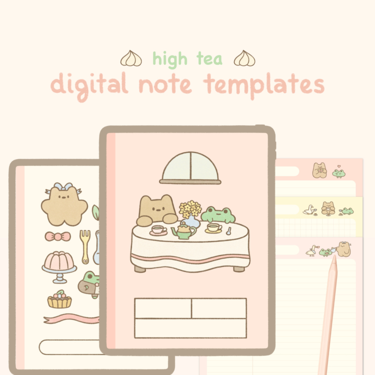 Cute Pink Notebook Templates: High Tea