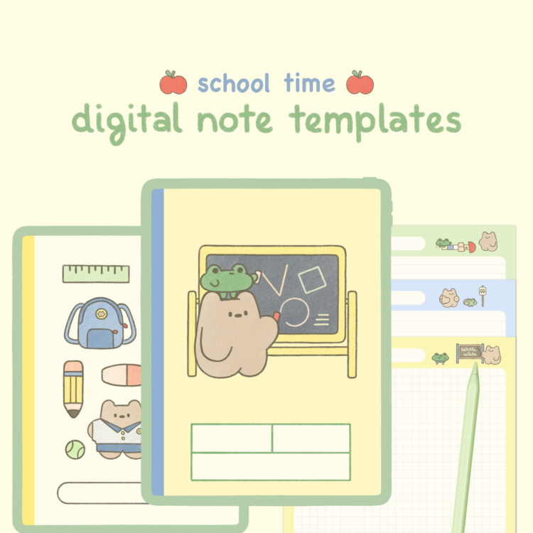 Cute Yellow Notebook Templates: School Time | 위버딩