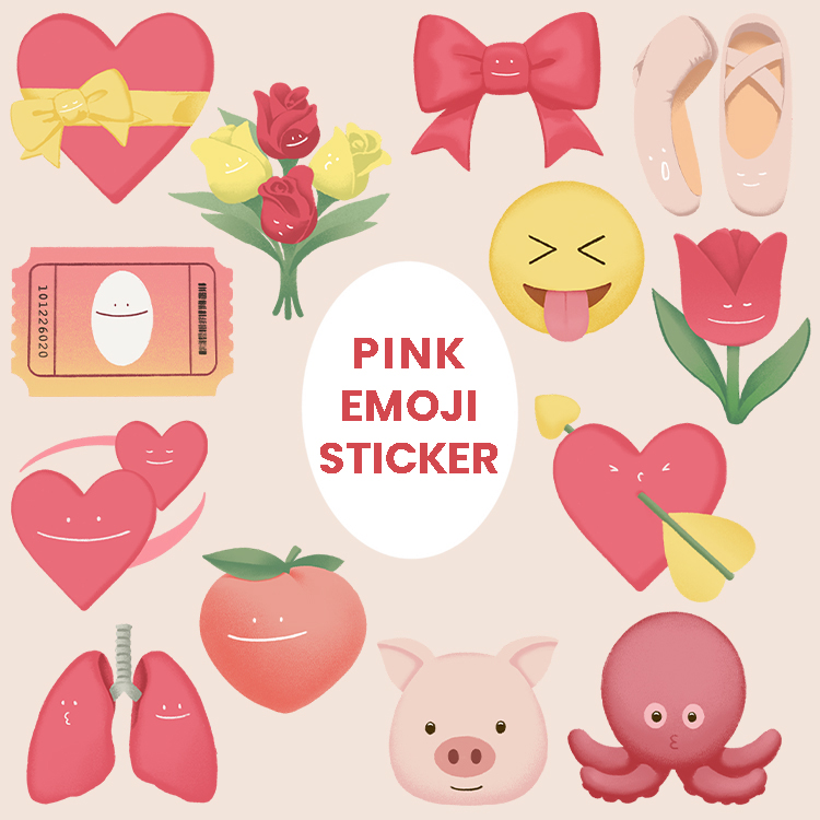 Pink emoji sticker | Webudding