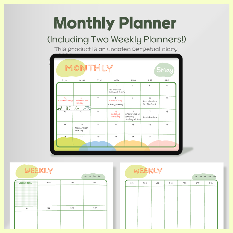 Dongguri Monthly (Perpetual planner,Weekly, Free Note 2 types set) | Webudding