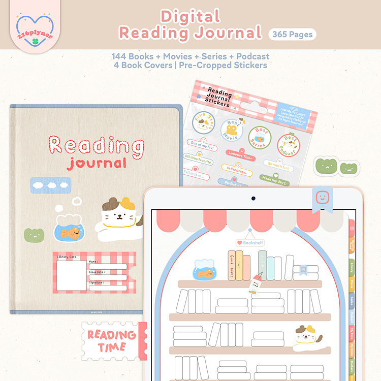 Digital Reading Planner + Stickers | Webudding