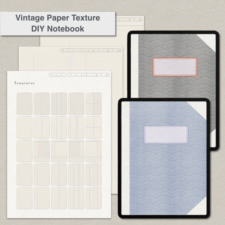 Vintage paper texture DIY notebook [vertical] | Webudding