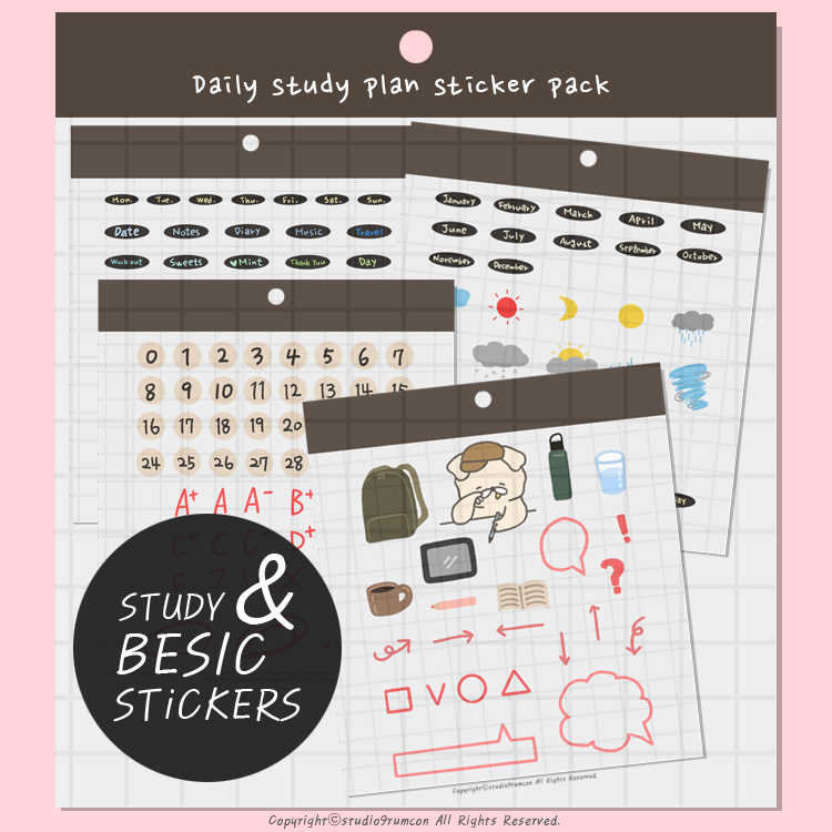 Daily study plan sticker pack | Webudding