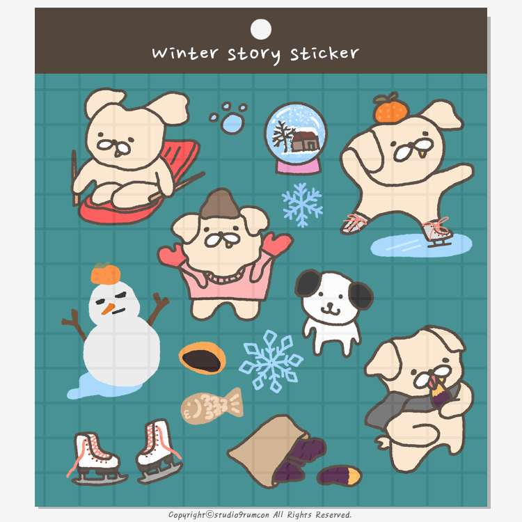 Winter story sticker | cute animal character | Webudding