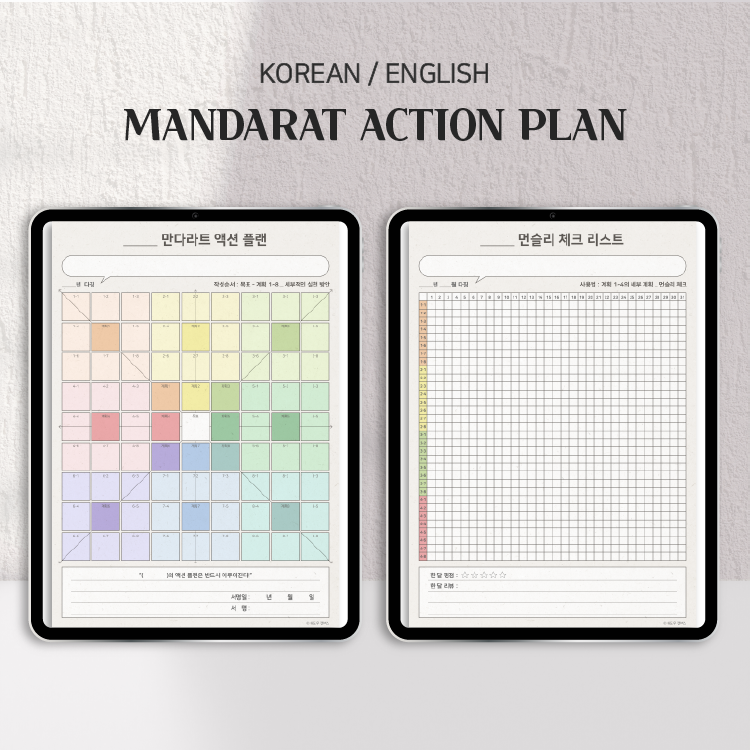(GoodNotes and GalaxyTab) Mandarat action plan with monthly checklist ...