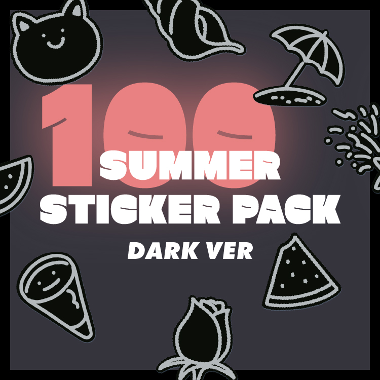 100 summer sticker pack (dark ver) | Webudding