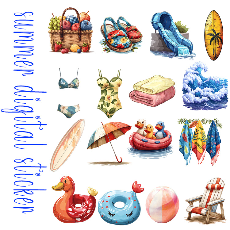 summer digital sticker. | Webudding