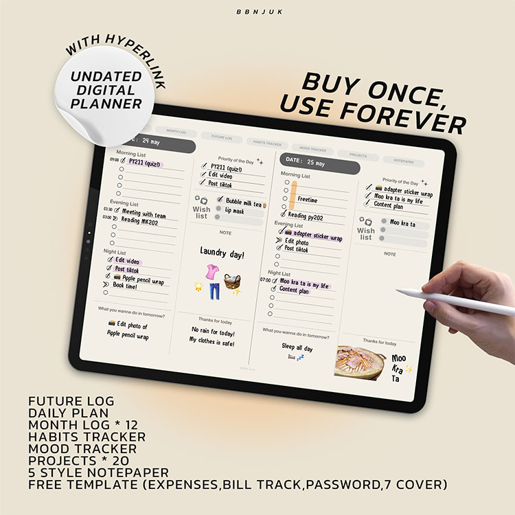 BBNJUK l Undated Digital Planner Light ver. | Webudding