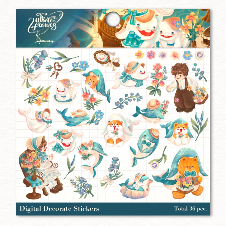 Digital Sticker : The secret whale flower | Webudding