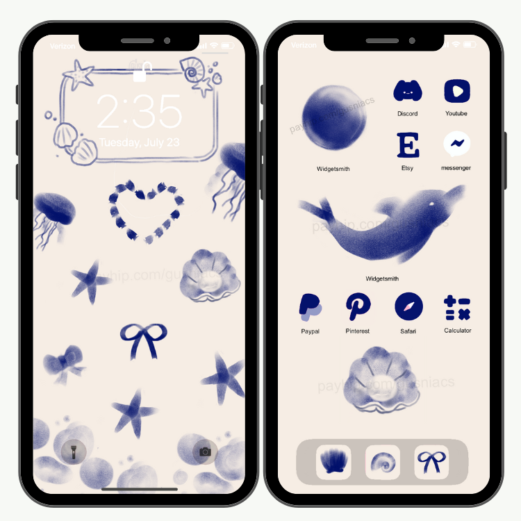 Minimal Coastal Aesthetic Summer Icon Pack | Home screen customization set for iPhone Android ...