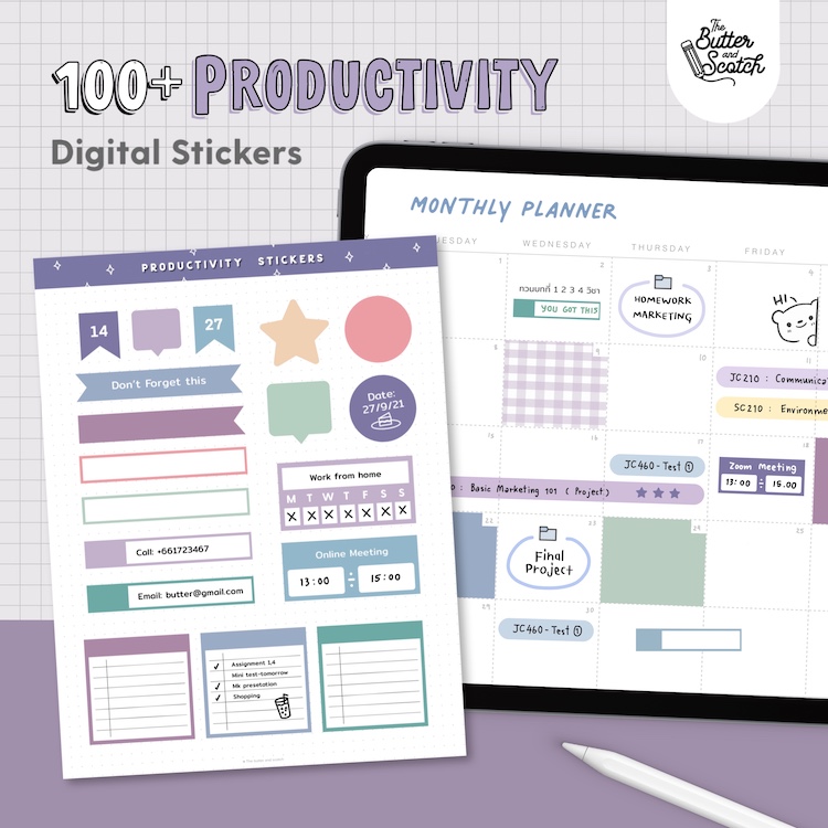 THE BUTTER AND SCOTCH | DIGITAL STICKERS (Productivity V.2) | Webudding