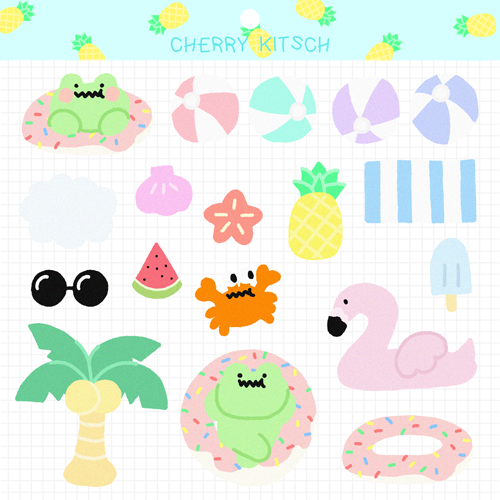 [DIGITAL STICKERS] Summer Vacation of Kkaegu | Webudding