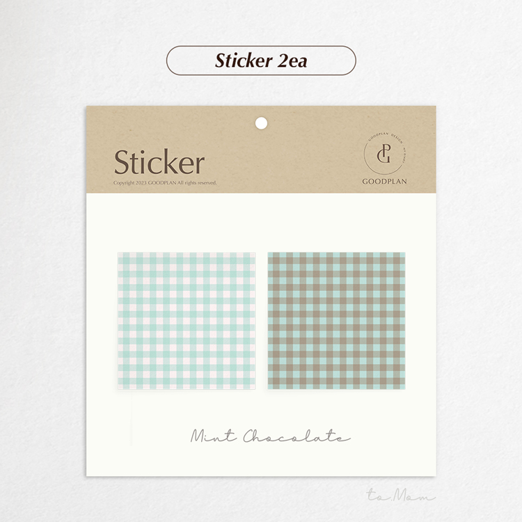 Gingham check paper memo sticker D mint chocolate | Webudding