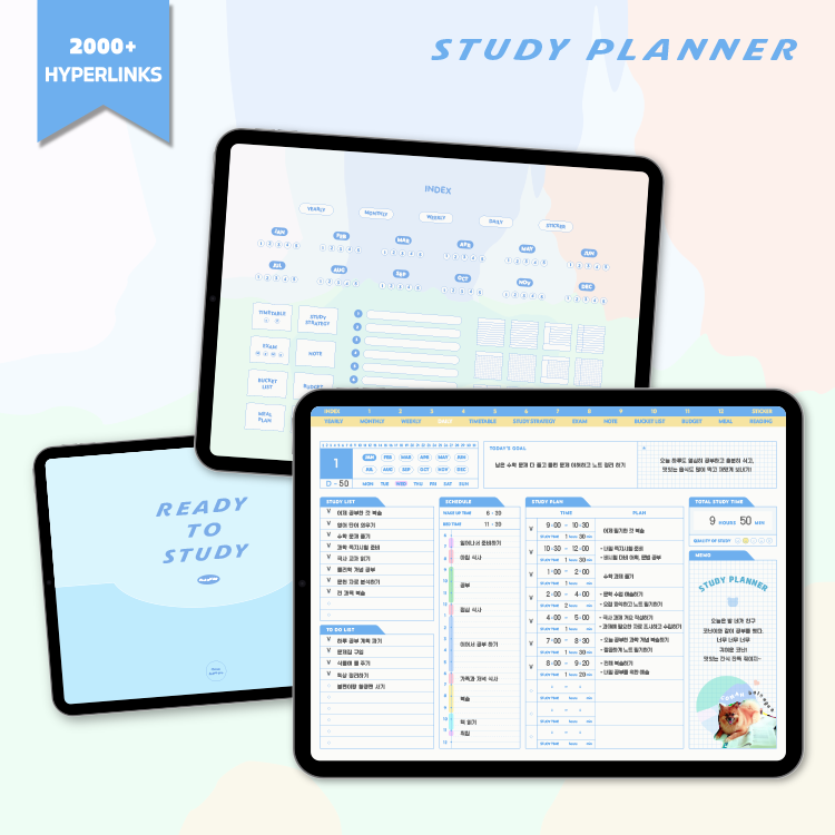 ALL IN ONE STUDY PLANNER _ EMERALD BEACH / MONDAY START | Webudding