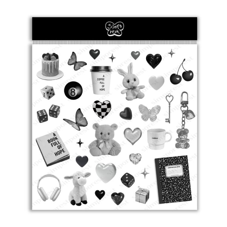 achromatic kitsch objet stickers | Webudding
