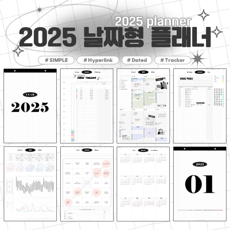2025 dated Planner | monthly + weekly + tracker | hyperlinked | Webudding