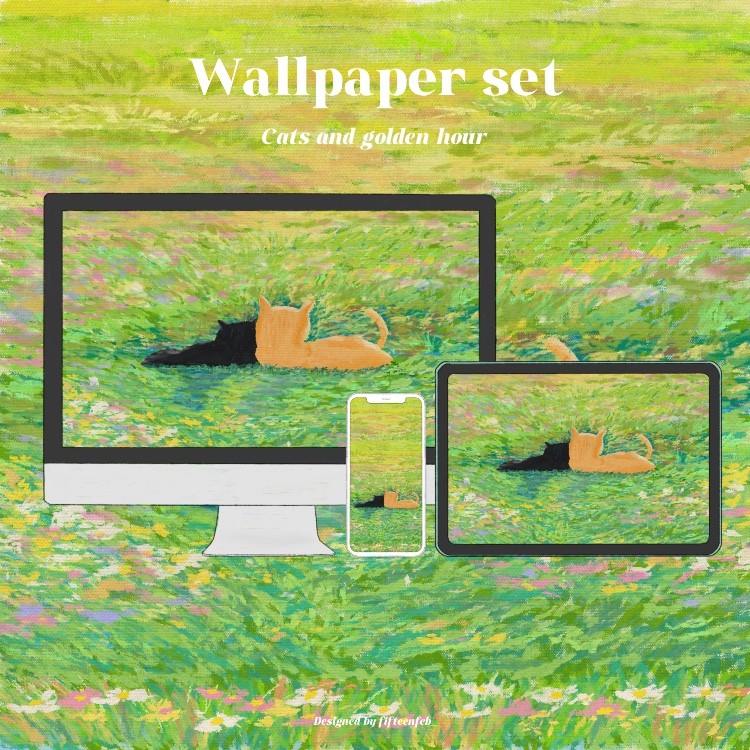 Wallpaper set (Cats and golden hour) | Webudding