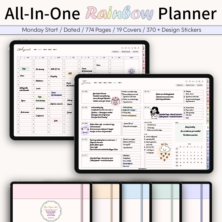 2025 DATED ALL IN ONE RAINBOW PLANNER ver.2 + Free Stickers | Webudding
