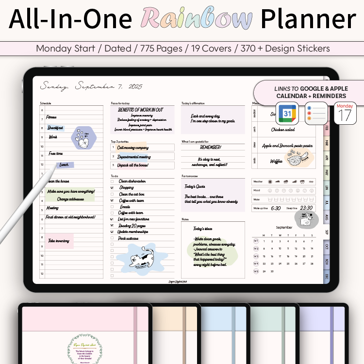 2025 ALL IN ONE RAINBOW PLANNER ver.2 + Free Stickers | Webudding
