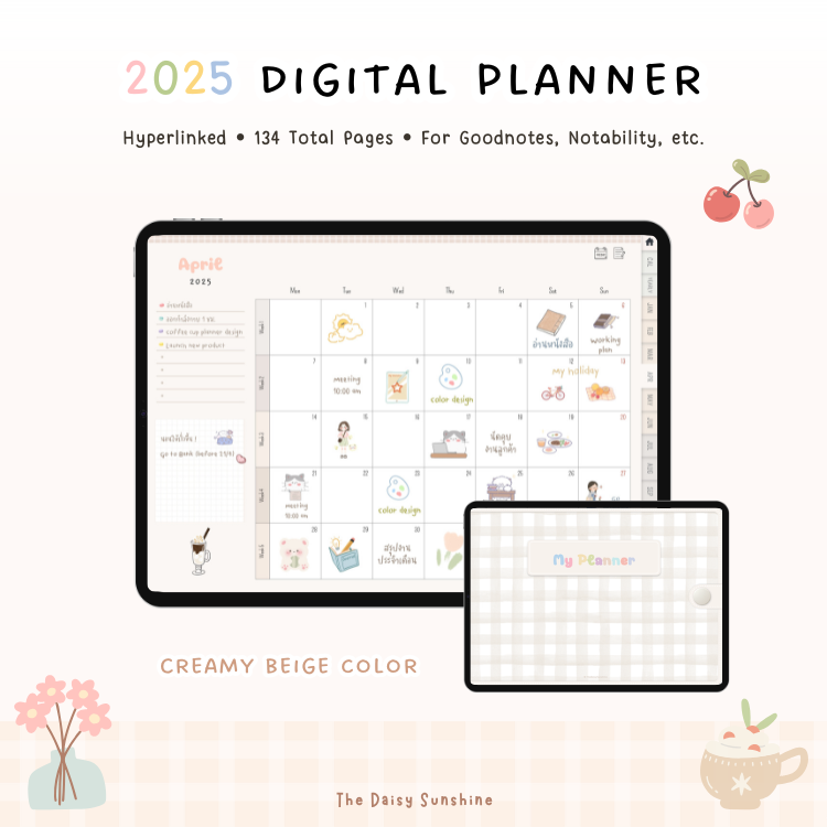 2025 Digital Planner | Minimal Planner | iPad Planner | Creamy Beige | Webudding