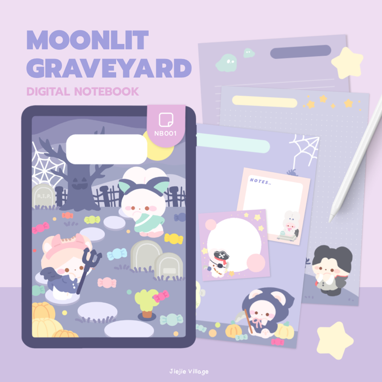 Digital Notebook, Moonlit Graveyard | Webudding