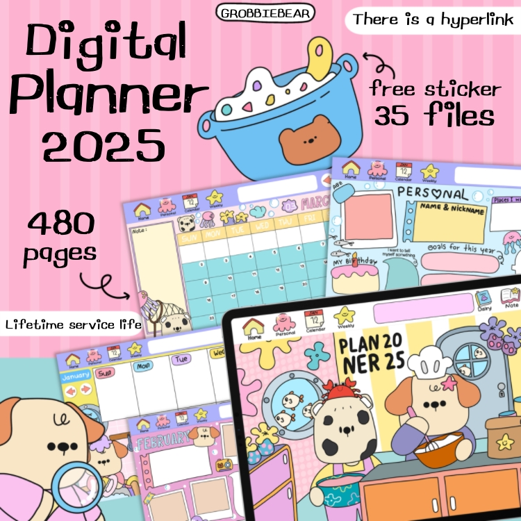 2025 Planner v2. Sweet and cute style | Webudding