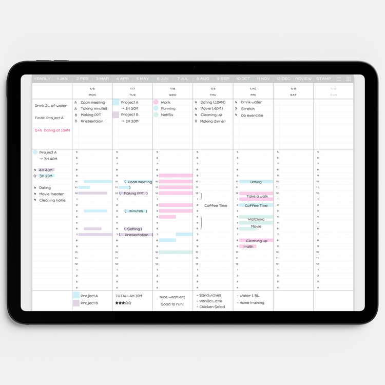 2025 TIME RECORD VERTICAL WEEKLY DIARY / starts on SUNDAY | Webudding