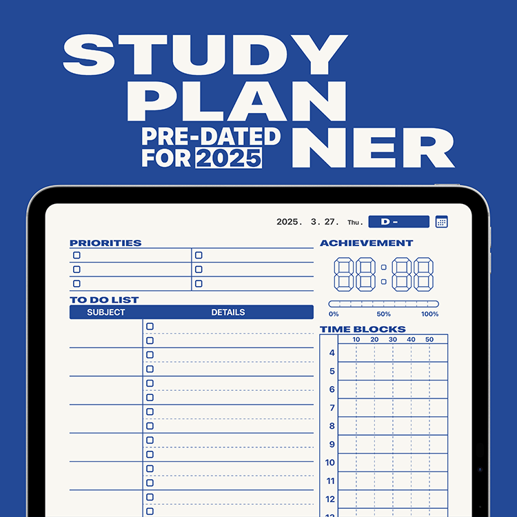2025 Pre-Dated Study Planner with Hyperlinks | Webudding
