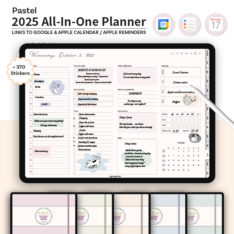 2025 ALL IN ONE PASTEL PLANNER ver.2 + Free Stickers | Webudding