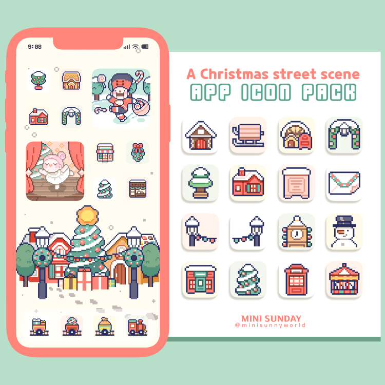 A Christmas Street Scene Icon Pack | Webudding