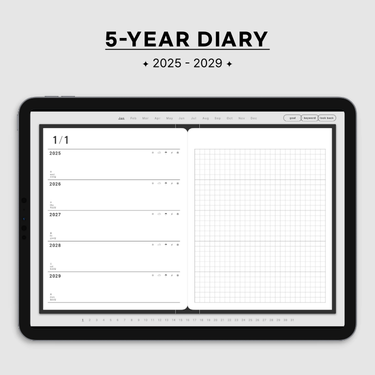 2025-2029 5 year diary | Webudding