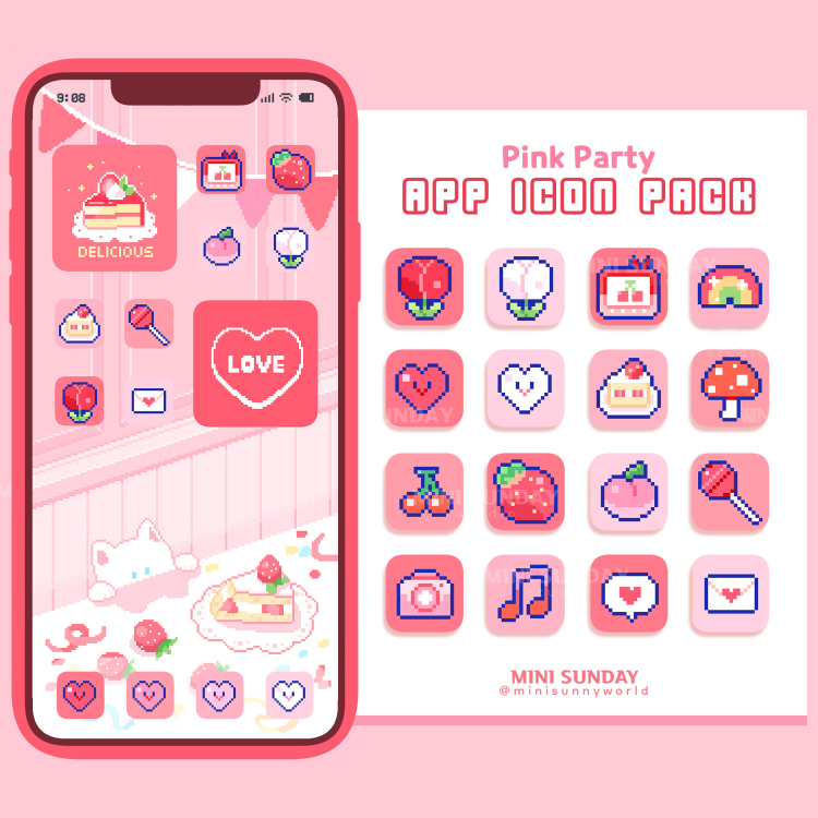 Pink Party Icon Pack | Webudding