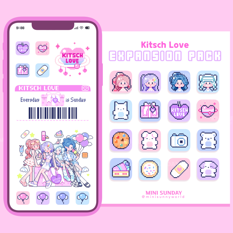Kitsch Love Expansion Icon Pack | Webudding