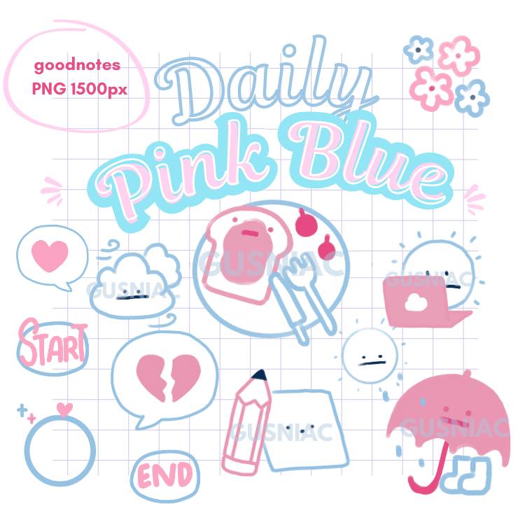 Daily Pink Blue Cute Simple Pastel Digital Sticker for Planners | Webudding