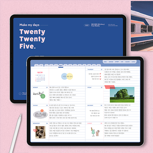 2025 Record on Diary : Free Weekly Dated + Font + Sticker pack | Webudding