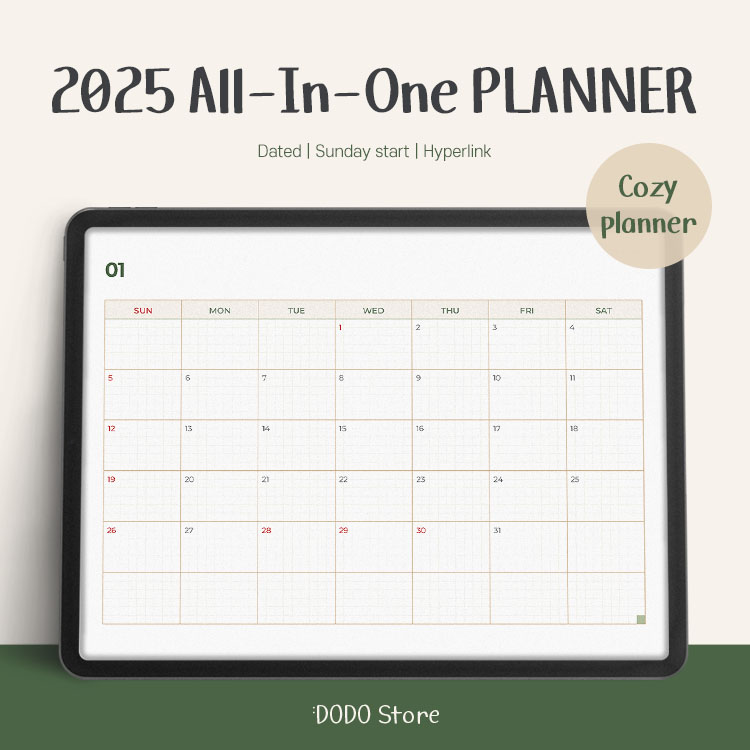 DODO Store, 2025 All-in-one planner | Dated | Hyperlink | A4 | Webudding