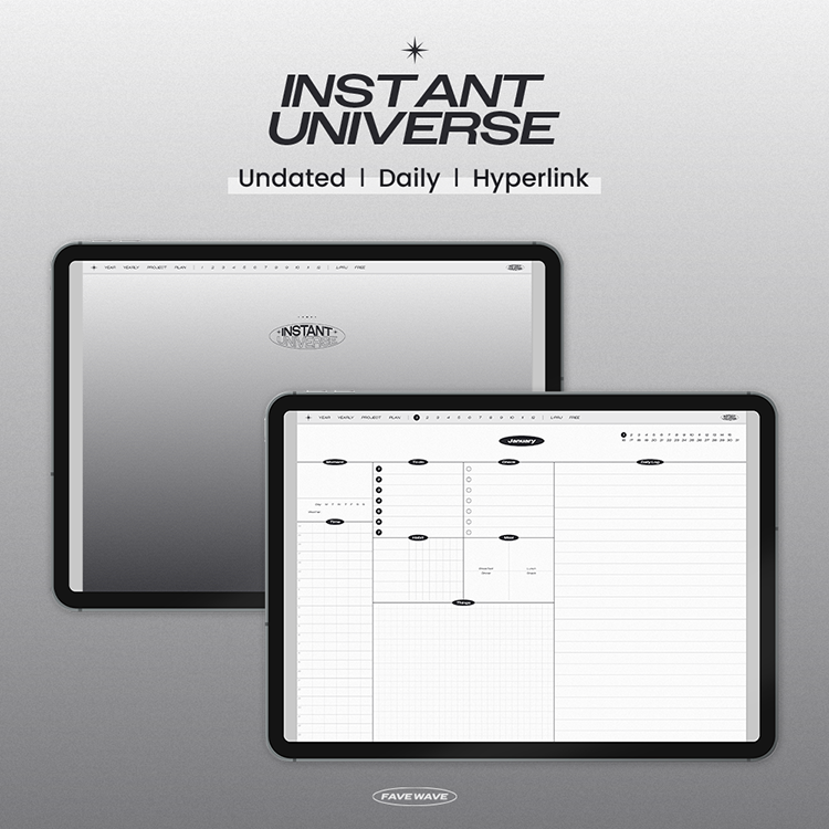 Instant Universe undated daily planner (Orbit Black) | Webudding