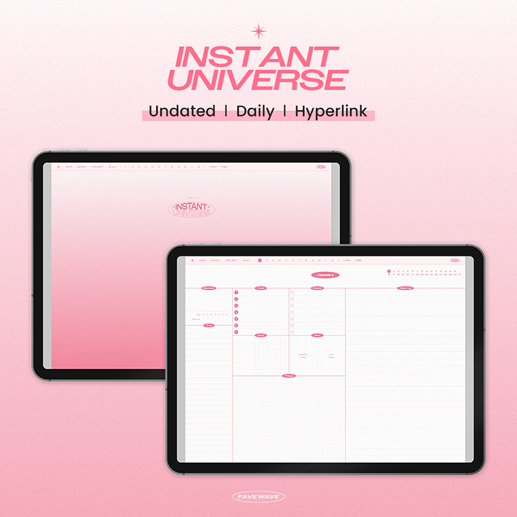 Instant Universe undated daily planner (Nebula Pink) | Webudding