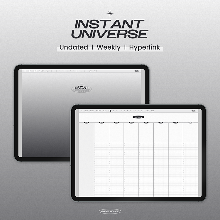 Instant Universe undated weekly planner (Orbit Black) | Webudding