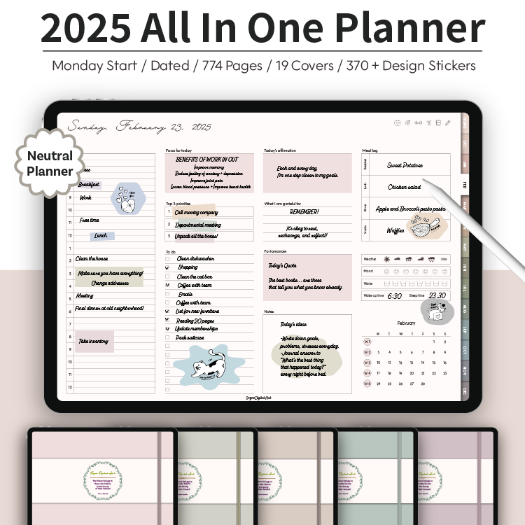 2025 ALL IN ONE NEUTRAL PLANNER ver.2 + Free Stickers | Webudding