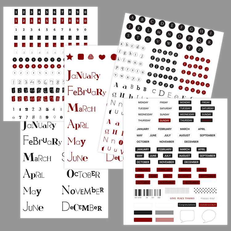 Basic stickerpack 5types (number / month / week / alphabet) | Webudding