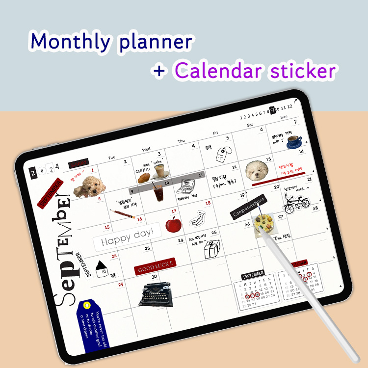 Monthly planner + Calendar sticker, cover 12types | Webudding