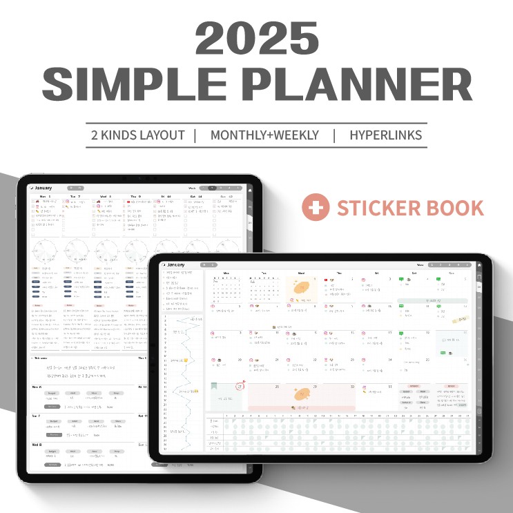 2025 Simple Diary(Horizontal/Monday start) | Webudding