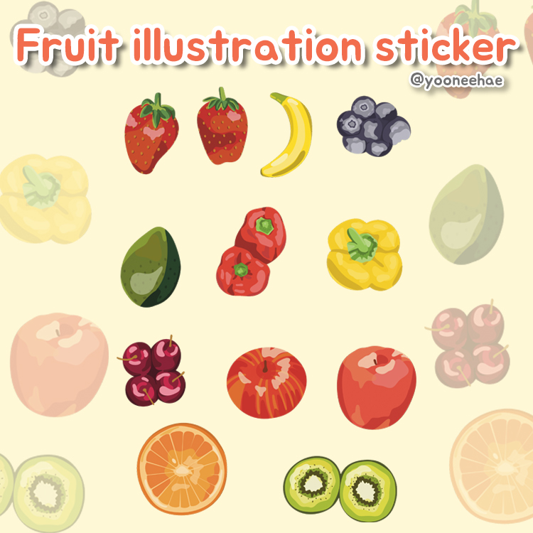 Fresh and cute hand-drawn fruit stickers | Webudding