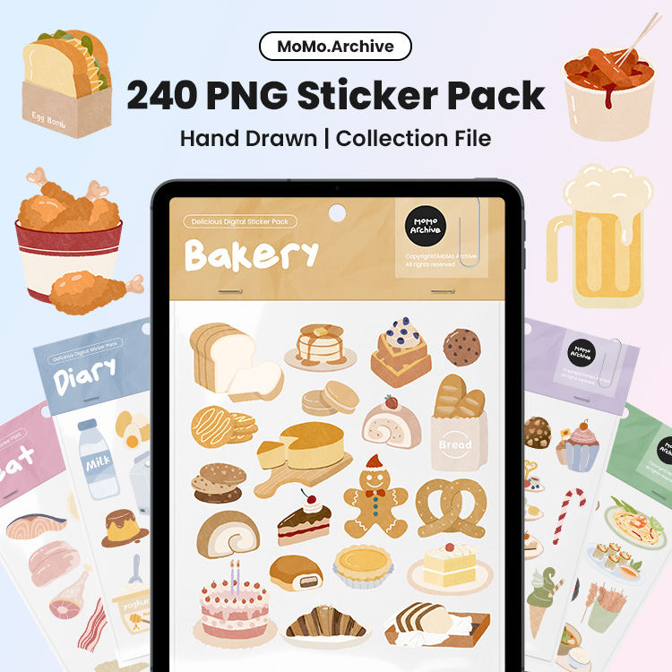 Hand Drawn Food Sticker Pack | Webudding