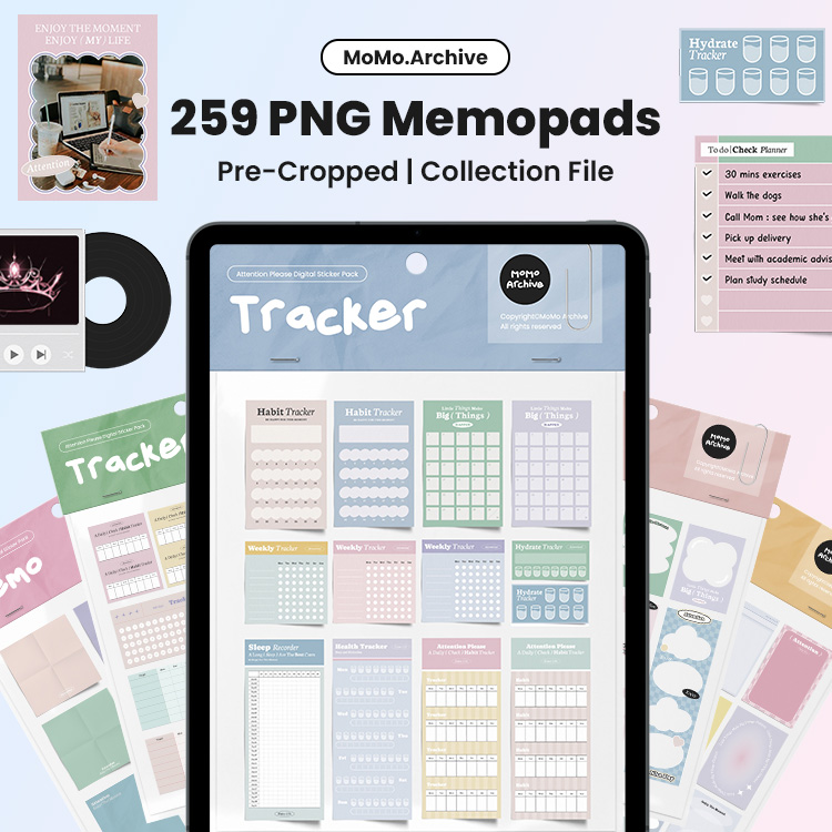 Digital Functional Memopad Stickers | Tracker | To do | Webudding