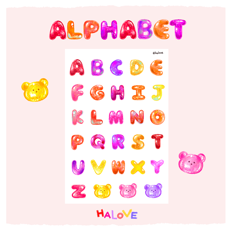 halove jellybean alphabet sticker red | Webudding