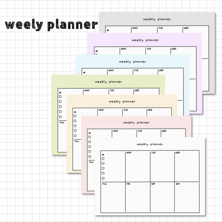 simple weekly planner | One set of seven colors | Webudding