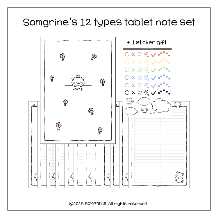 Somgrine multipurpose 12 types note set (+ sticker gift) | Webudding