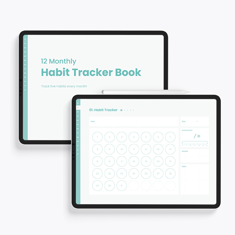 Habit Tracker Book (EmeraldMint) | Webudding